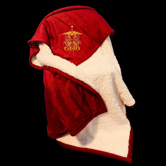 ARMOR OF GOD - LODGE THROW BLANKET RED-GOLD